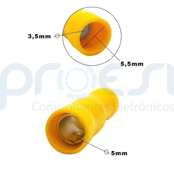 Terminal Bala Fêmea Amarelo 4,0-6,0 mm M5 FRD5.5-195