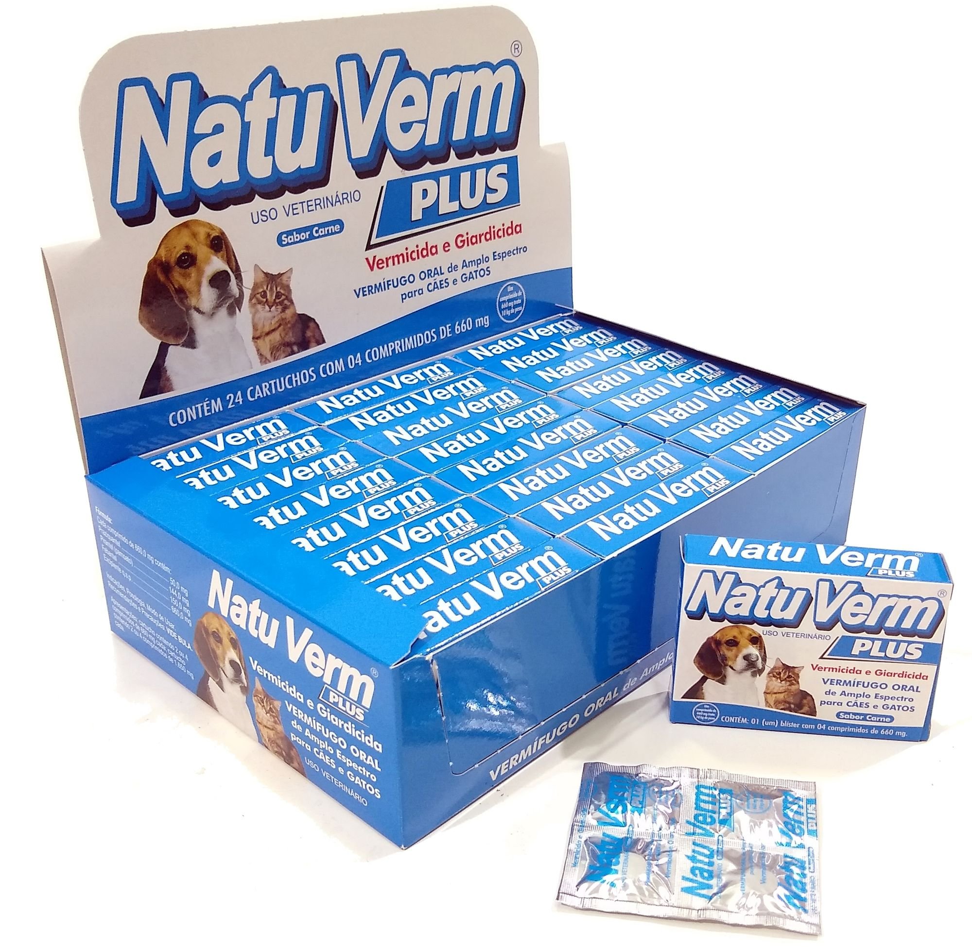 Natu Verm Plus Comprimido Vermífugo Giardia Cães Gatos 96 Comprimidos