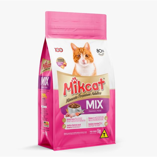 Mikcat Mix Ração Premium Gatos Adultos 30%pb 20 Kg