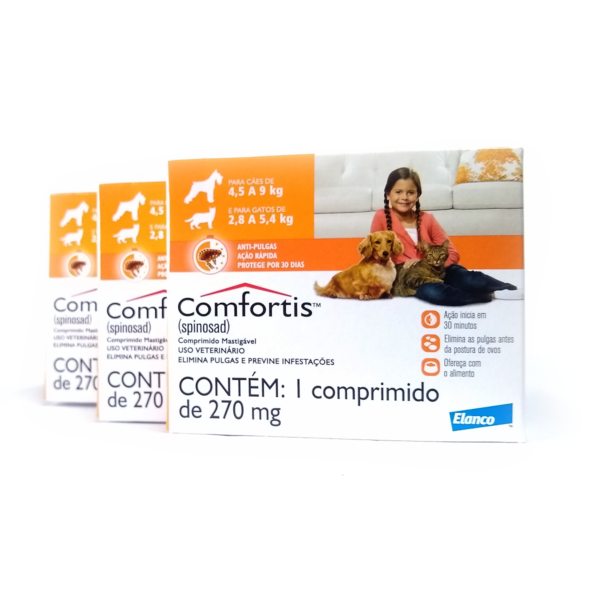 Comfortis 270 Mg Elanco Comprimido Anti-pulgas para Cães e Gatos