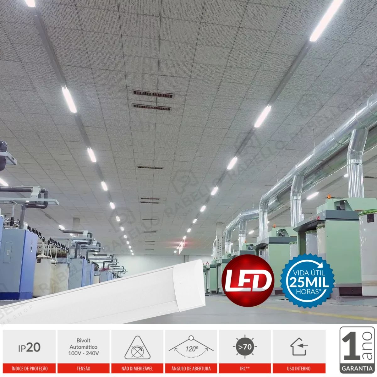 3 Luminária Led Slim 18w 6500k Branco Frio Sobrepor Avant