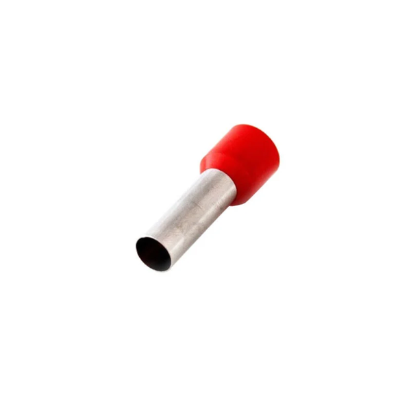 Terminal Pré-Isolado Pino Tubular 10,0mm² - Vermelho - 50 Unidades