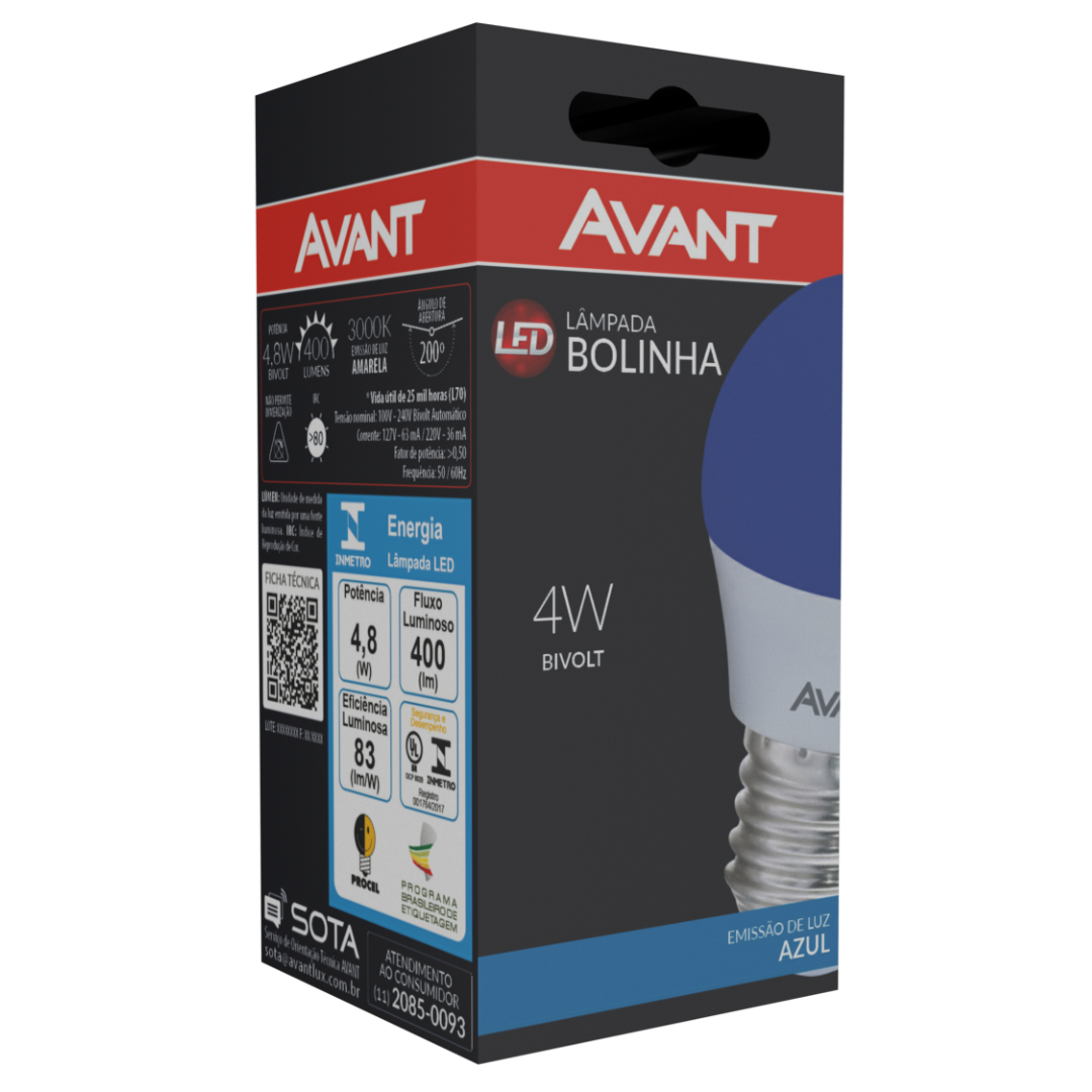 L mpada Led Bolinha 4W Azul Azul l-mpada-led-bolinha-4w-azul-azul