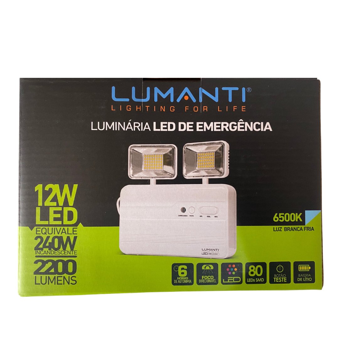 Bloco Autônomo de Emergência LED 12W 2200 Lumens