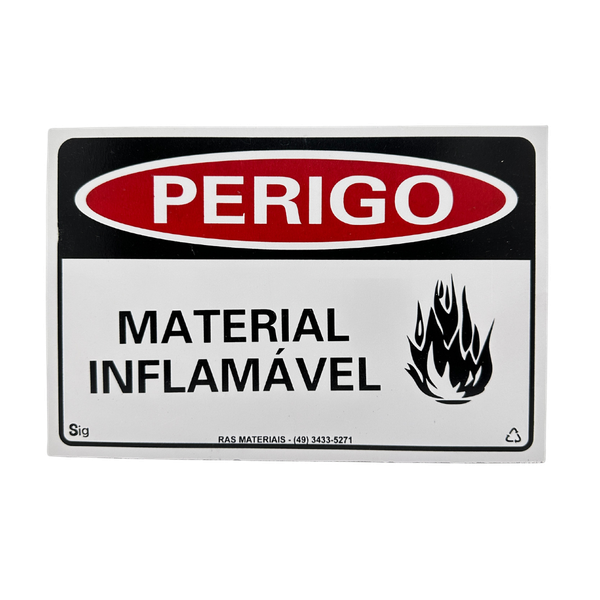 Placa Perigo Material Inflamável 20x30cm
