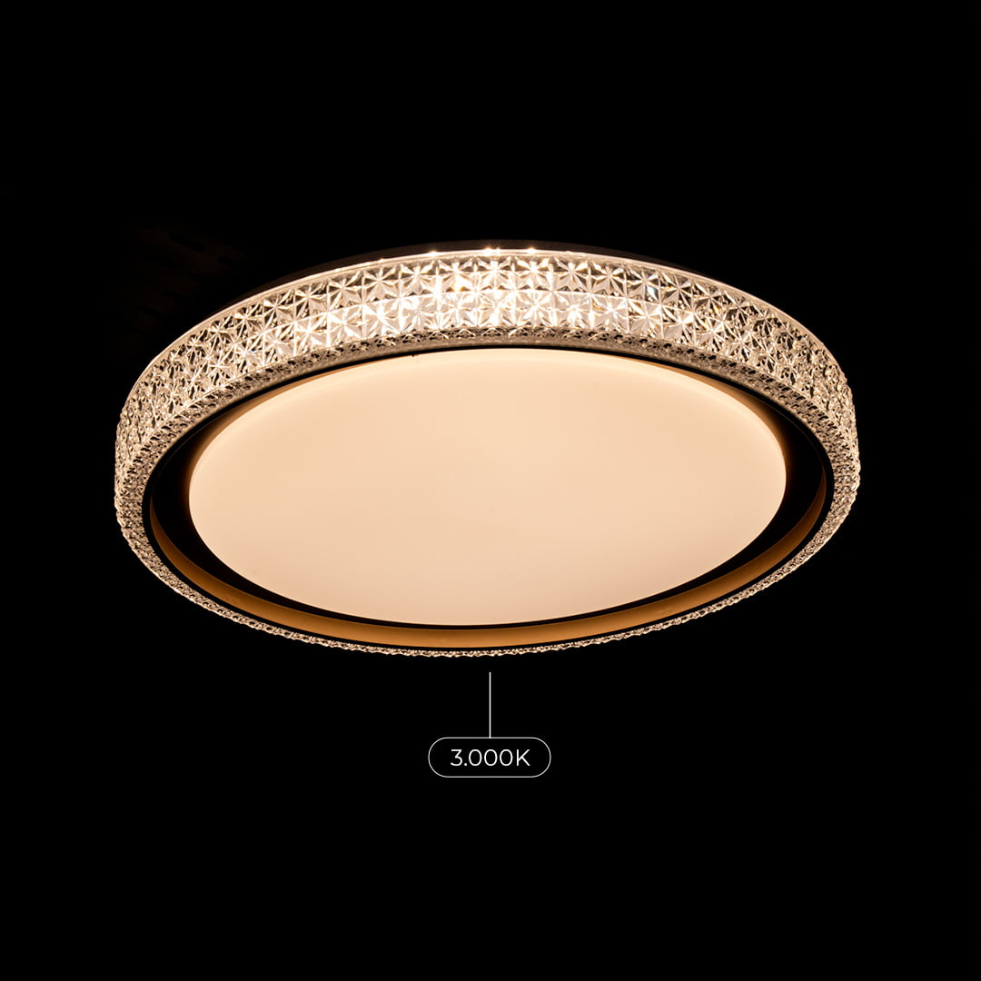 Painel LED Kenle 36W Cristal Quadrado Dourado