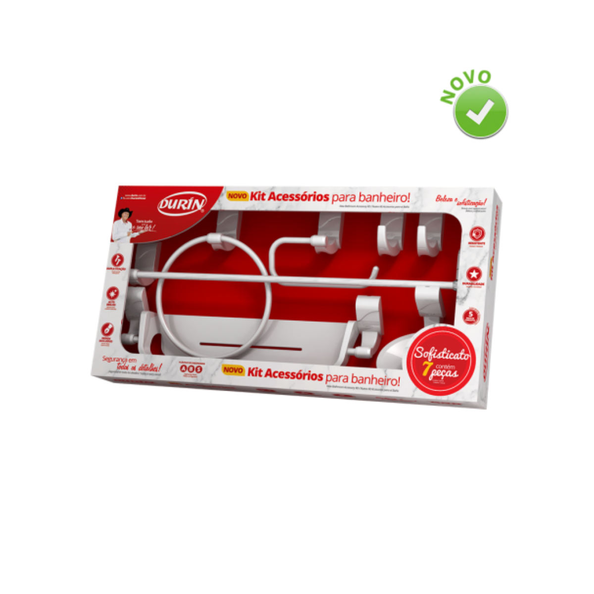 Kit Acessórios para Banheiro Sofisticato 7 peças Durin 15153 Kit Acessórios para Banheiro Sofisticato 7 peças Durin 15153