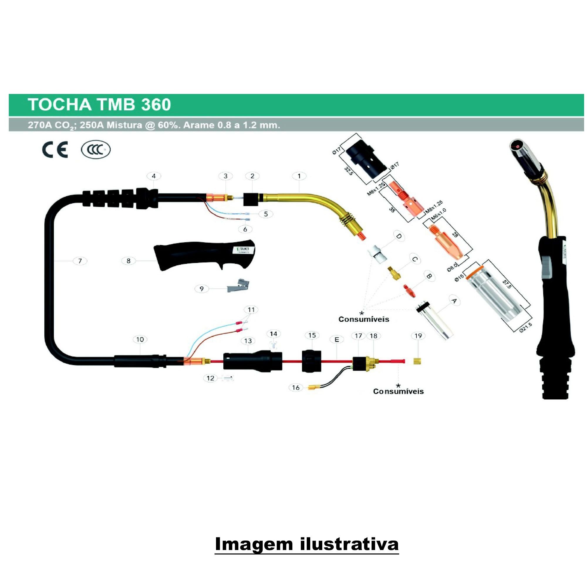 Porta Bico M08 X 28,5Mm P/ Tocha Tmb 360 Balmer