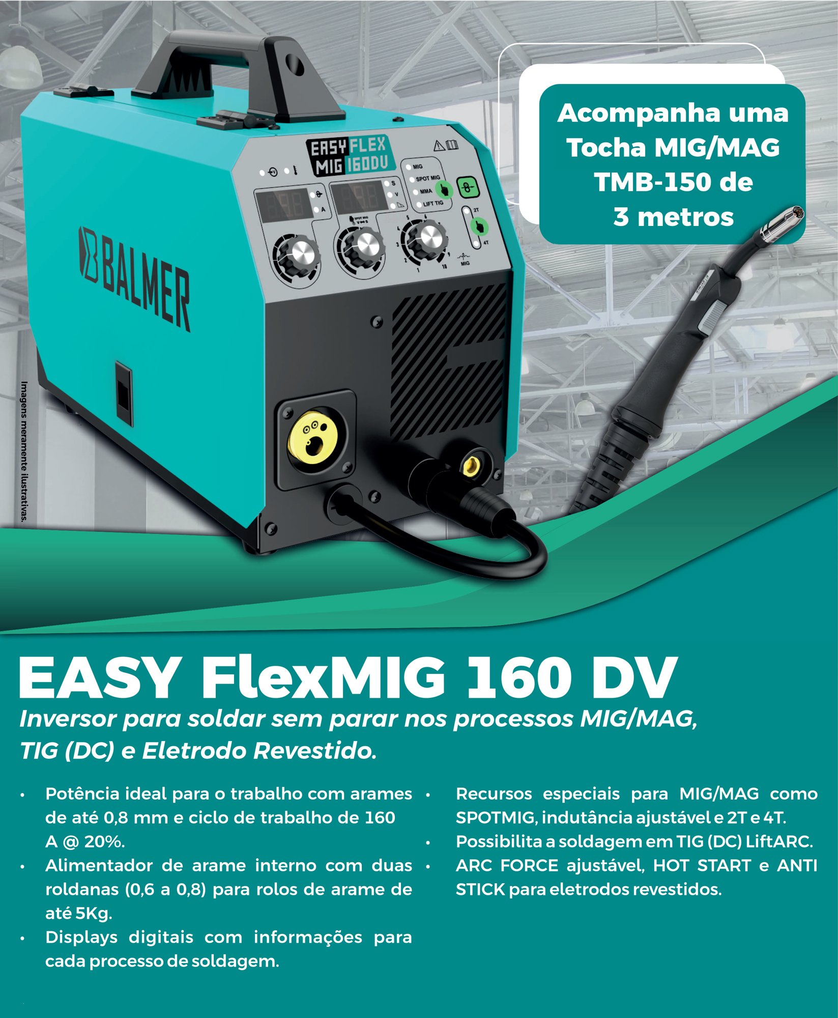 Aparelho de Solda Multiprocessos 15-160A 220V Easy Flex Mig 160DV EASY ...