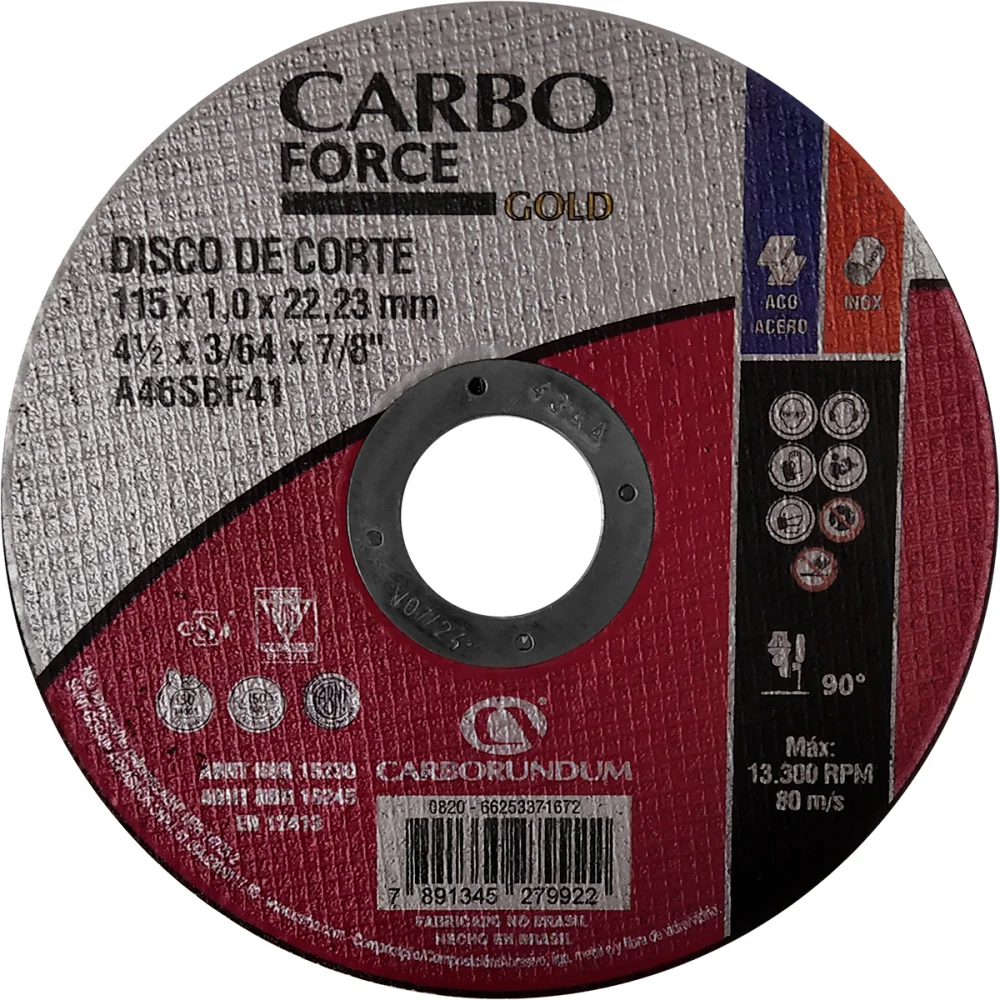 Disco De Corte 115 X 1,0 Carbo Force Carborundum 1 unidade
