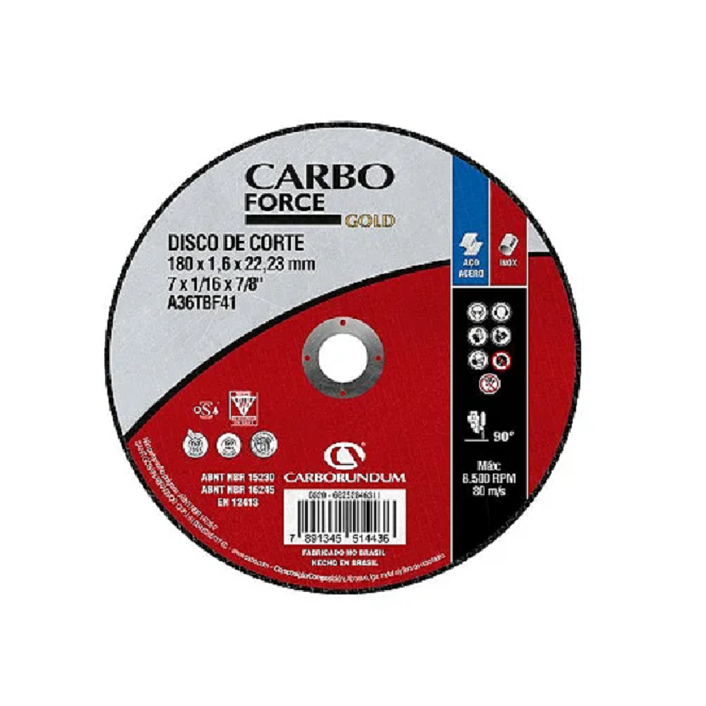 Disco De Corte 178 X 1,6 Carbo Force Carborundum 10 unidades