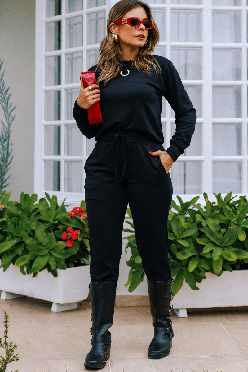 Conjunto Feminino Moletinho Manga Longa