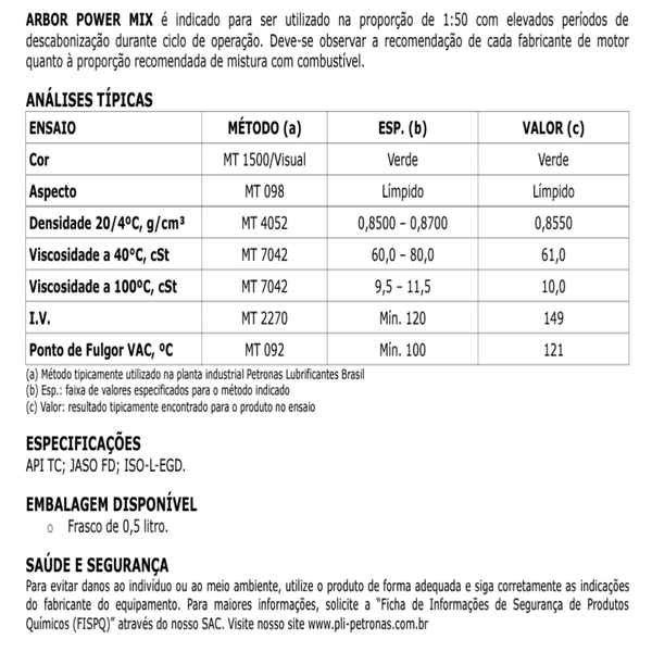 Òleo de Motor 2 Tempos Modelo Arbor Power Mix API TC 2T Kit 1 Litro ...