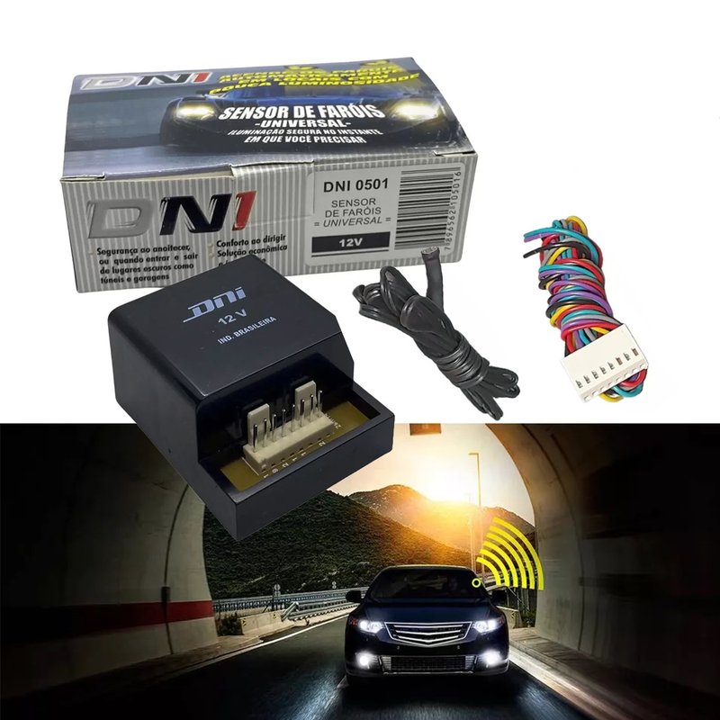 Sensor Automático 12V Acende Faróis Ao Anoitecer DNI