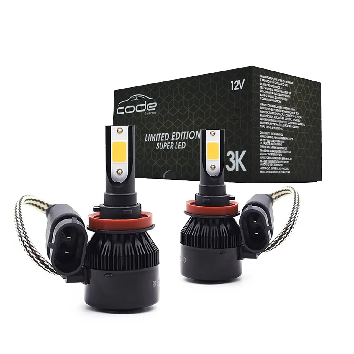Kit Lâmpada CODE H11 Super LED Standard 3000K Tech One