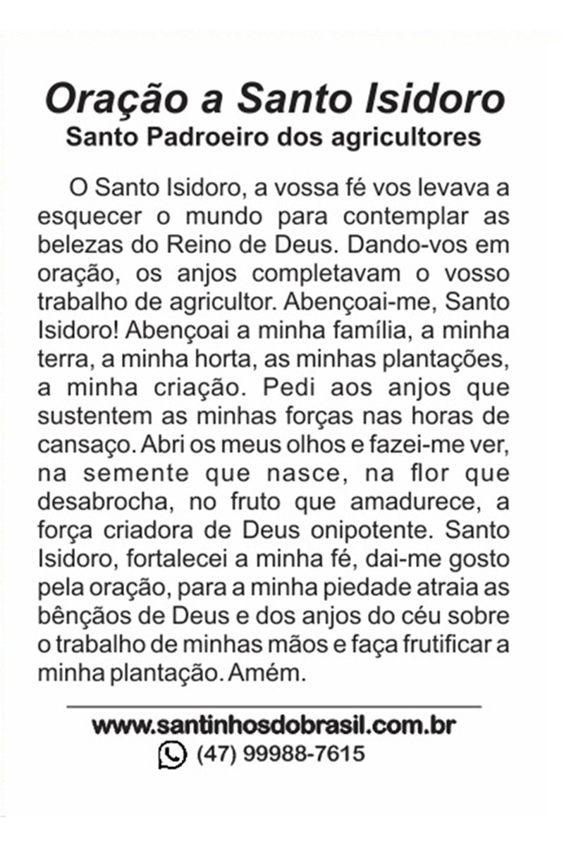 Oração a Santo Isidoro I Santinhos do Brasil