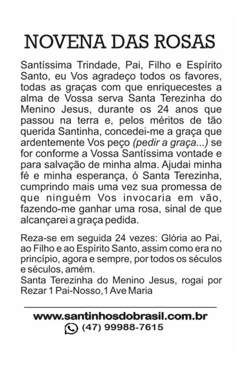 Oração Novena das Rosas I Santinhos do Brasil