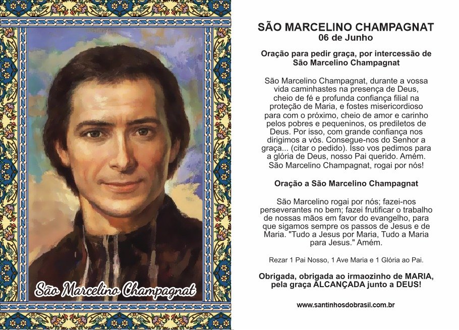 Santinhos São Marcelino Champagnat PE (Oração no verso) - 7x10 cm
