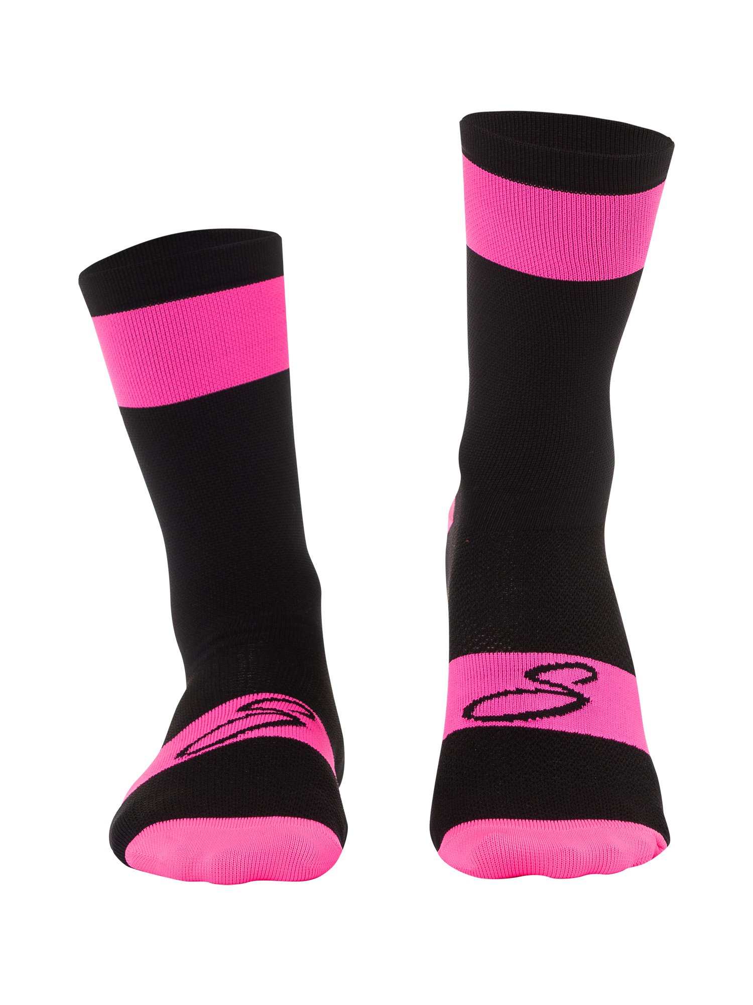 Meia Poliamida Ring Preta e Rosa Savancini (3834)