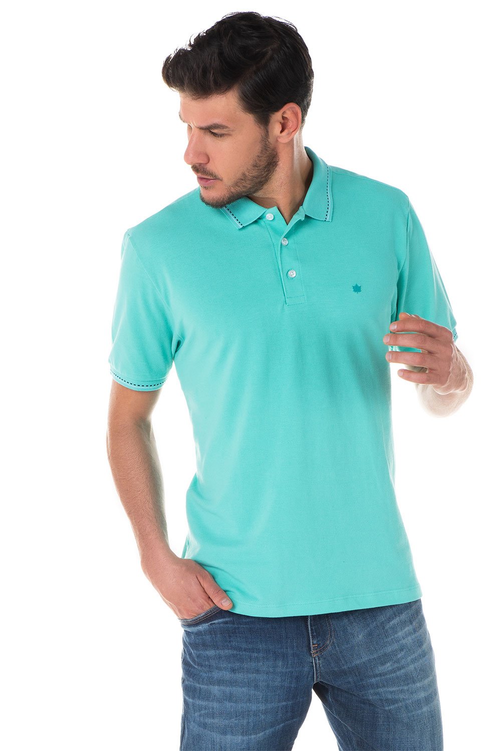 Polo Masculina em Piquet Cor Turquesa