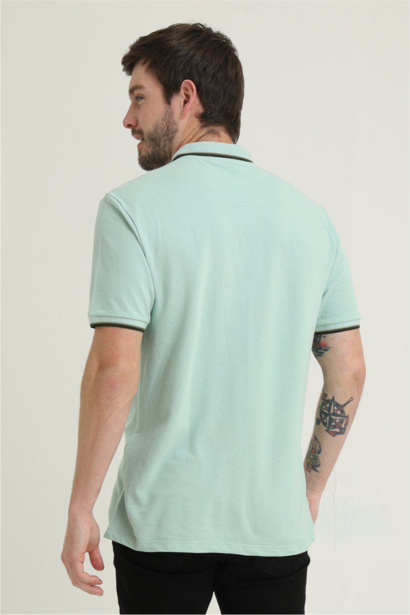 Polo Masculina Regular Fit Básica Verde