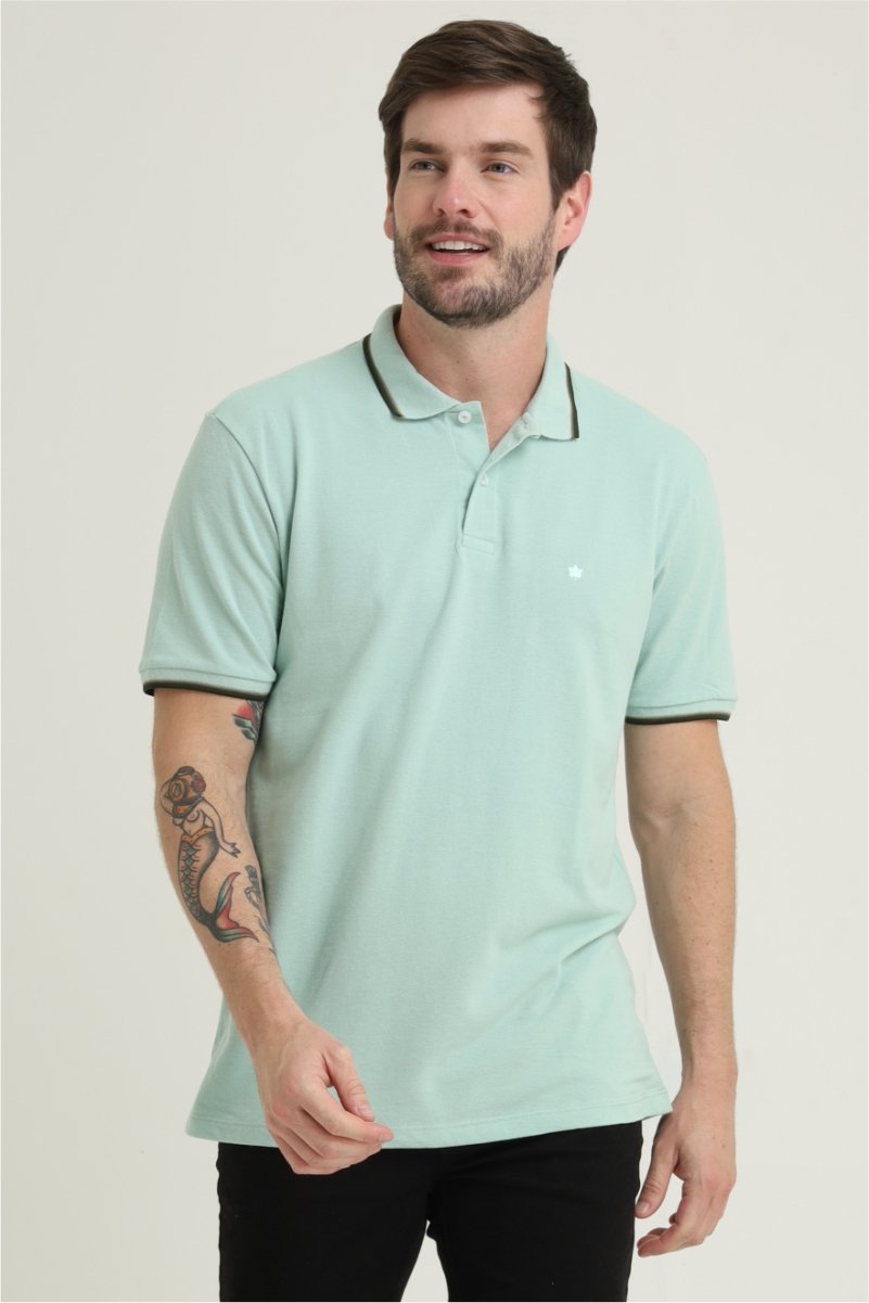 Polo Masculina Regular Fit Básica Verde