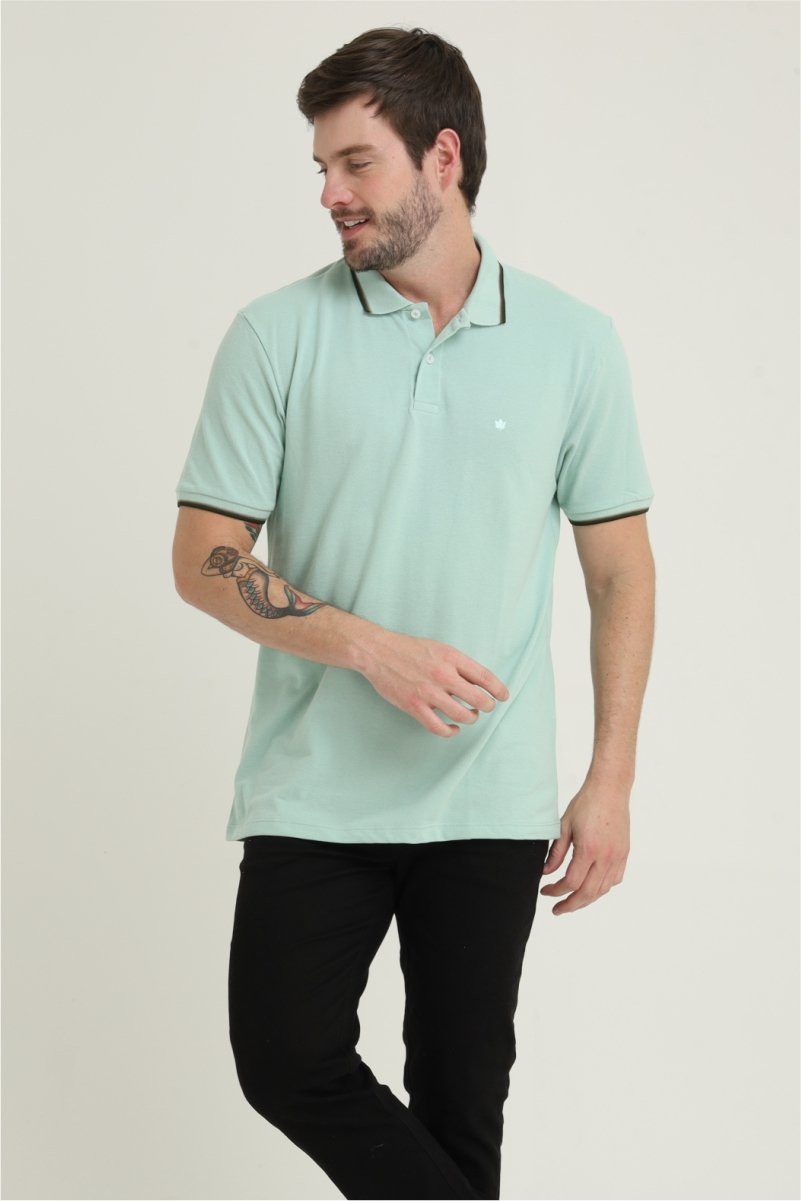 Polo Masculina Regular Fit Básica Verde