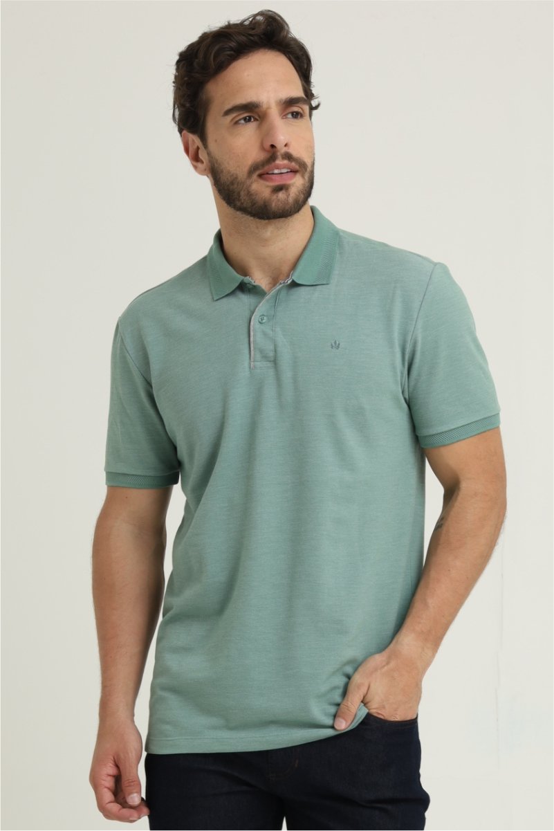 Polo Masculina Regular Fit Básica Verde