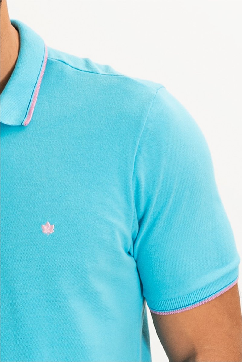 Polo Masculina em Piquet Azul Tulum