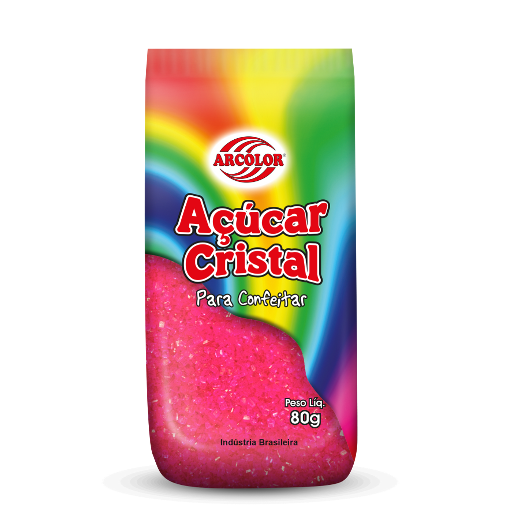 Açúcar Cristal Arcólor 80 g Rosa