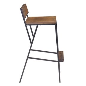 Banqueta de madeira rústica - dexter Grafite + Rustic Brown