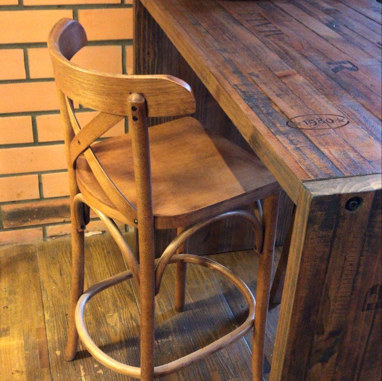 Banqueta de madeira rústica - rochester Acácia Escovado