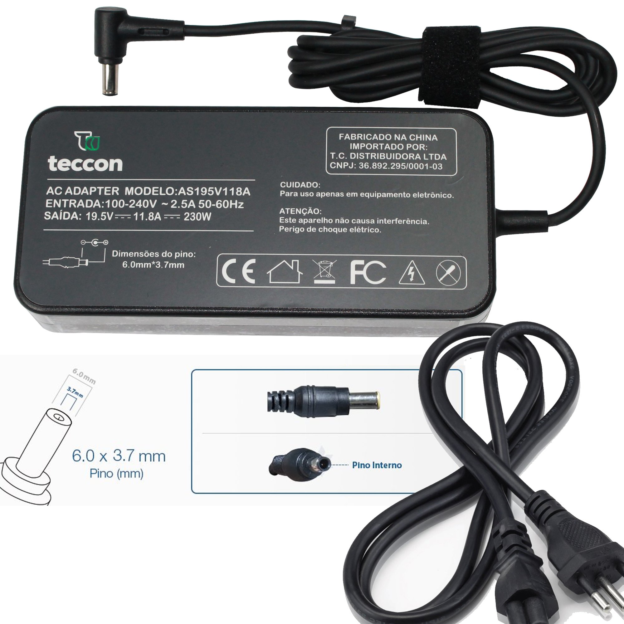 Fonte Carregador para Notebook ASUS 19.5V 11.8A 6.0X3.7 230W