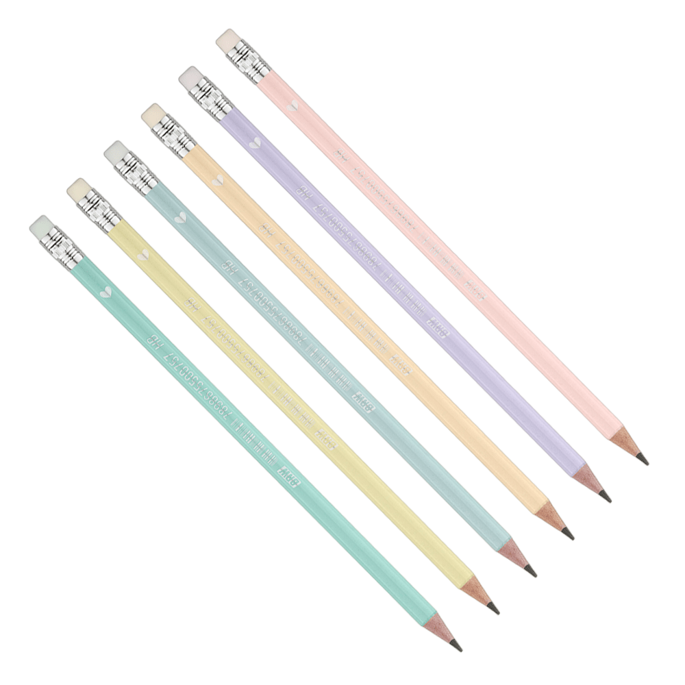 LAPIS PRETO HB REDONDO COM BORRACHA COR PASTEL