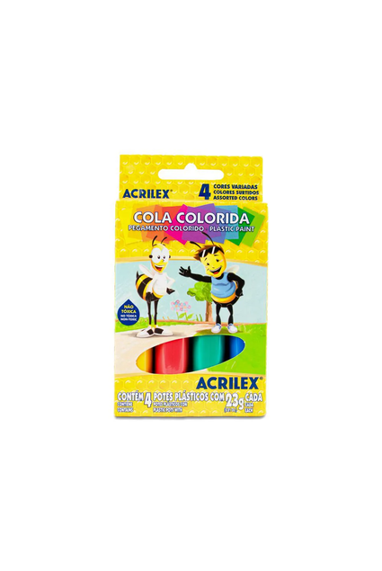 COLA COLORIDA 23g C/4 CORES ACRILEX