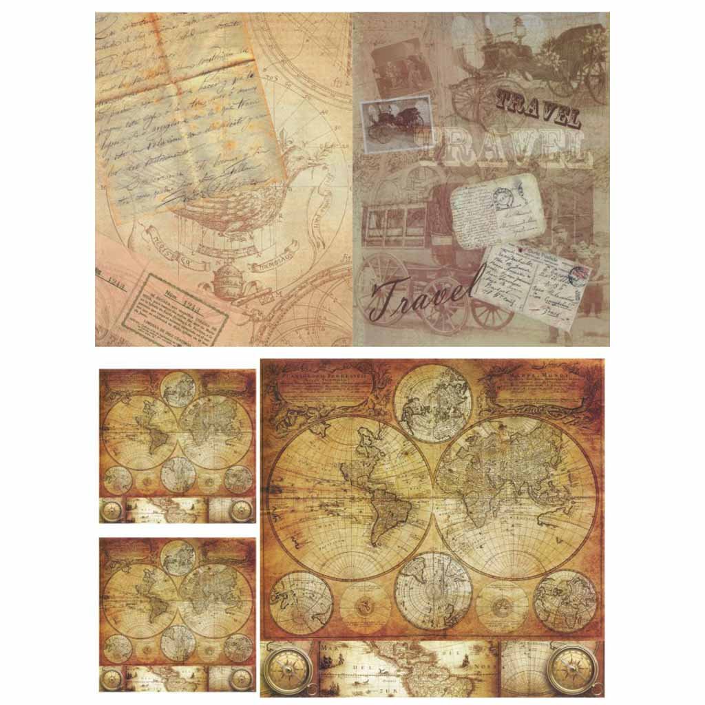 Papel com Estampa Mapa Vintage Ref 5074