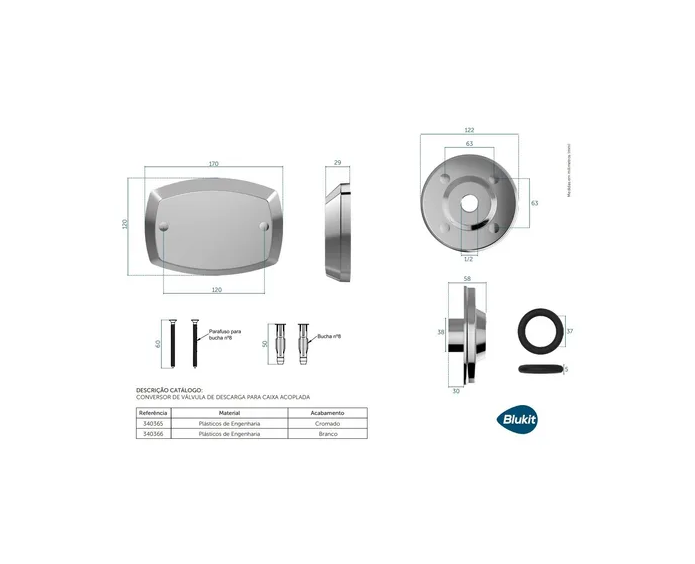 Kit Conversor Válvula de Descarga para Caixa Acoplada - DN38 para 1/2