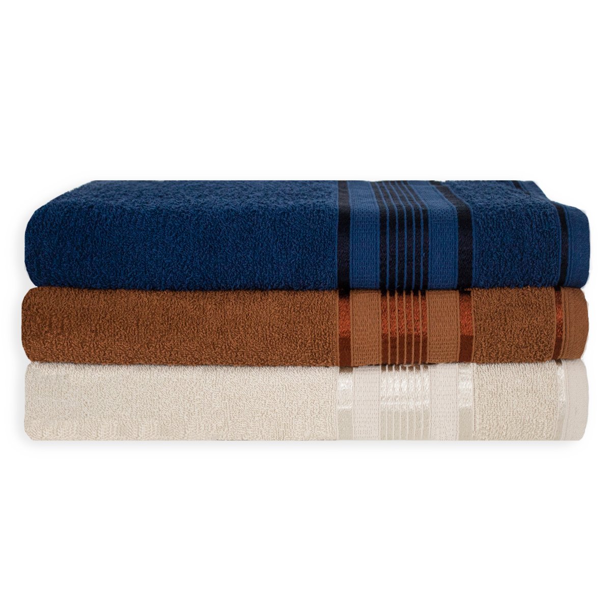 Kit 3 Toalha de Rosto Grande Egito 45x80cm 100% Algodão Marrom / Bege ...