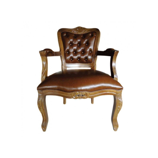 Poltrona Luis XV - Marrom Liso - Tommy Design Marrom