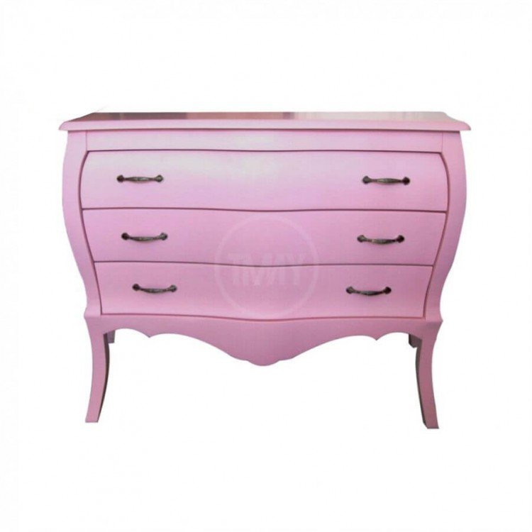 Comoda Luis XV Lyon - Lisa com Frente Abaulada - Tommy Design Rosa