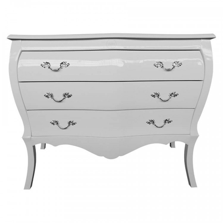 Comoda Luis XV Lyon - Lisa com Frente Abaulada - Tommy Design Branco