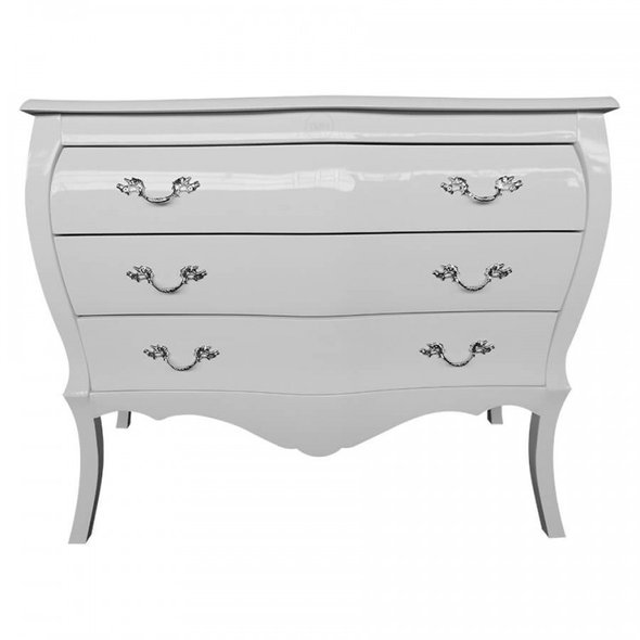 Comoda Luis XV Lyon - Lisa com Frente Abaulada - Tommy Design Branco
