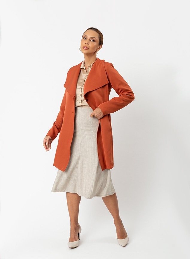 Sobretudo Alfaiataria Feminino Ferrugem Michele