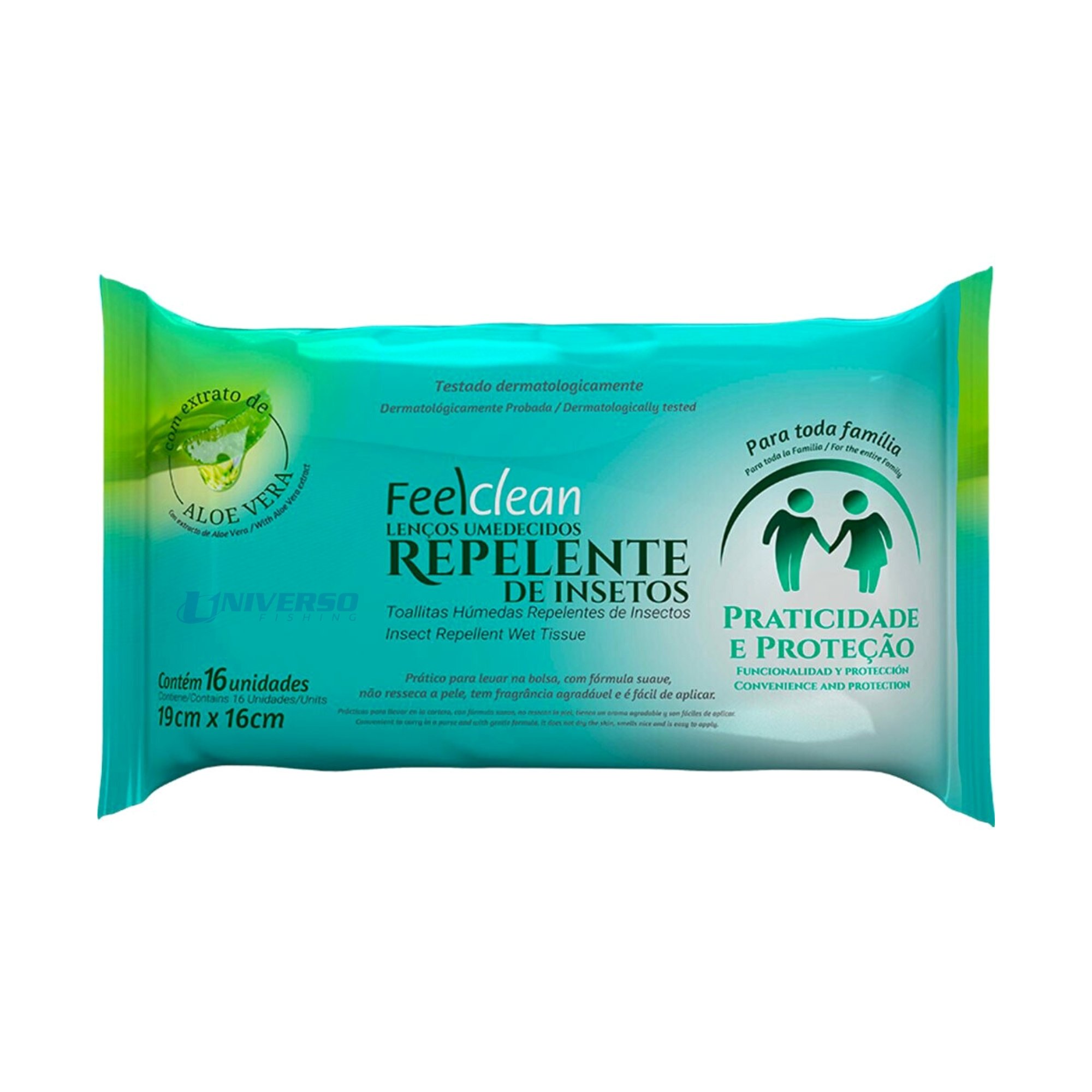 Lenços umedecidos repelente de insetos 16 unidades Feelclean