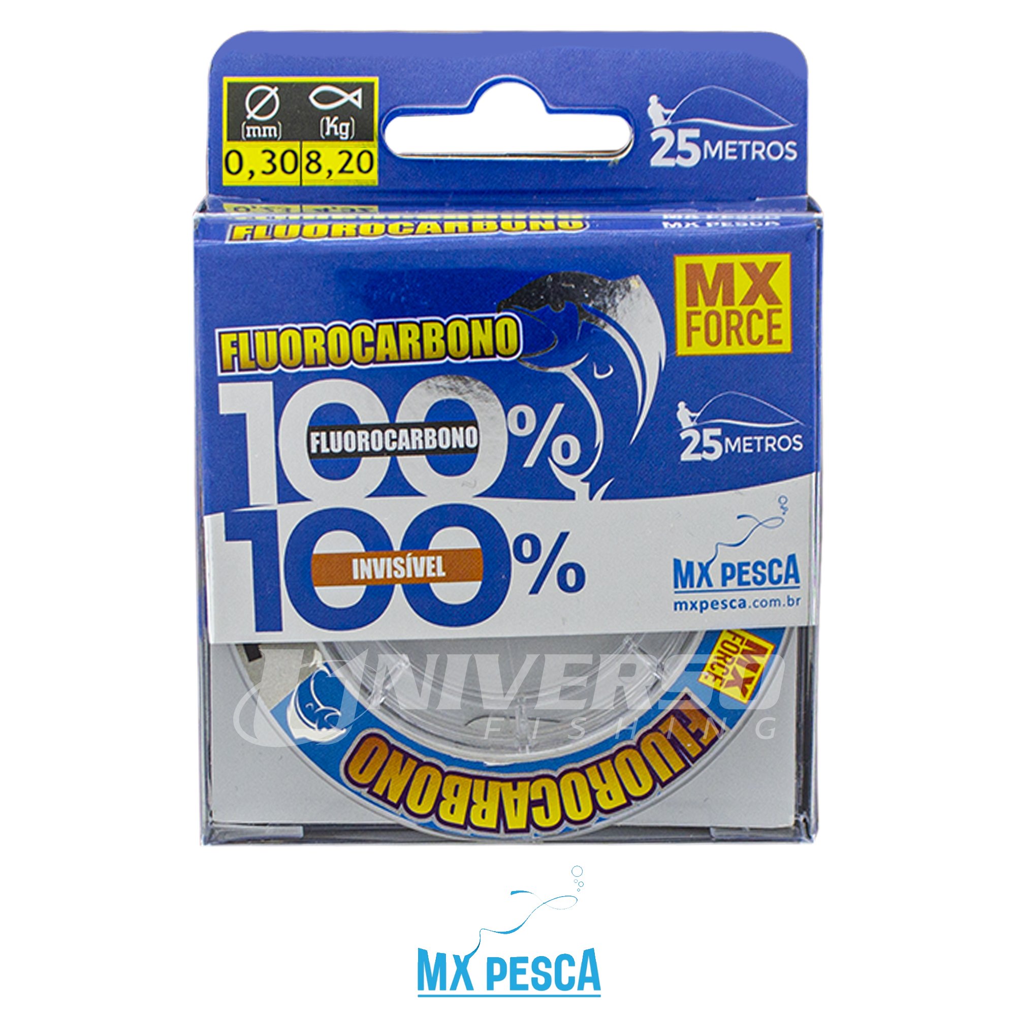 Linha Fluorocarbono MX Pesca - 25 Metros - Transparente 0,30 / 8,20kg