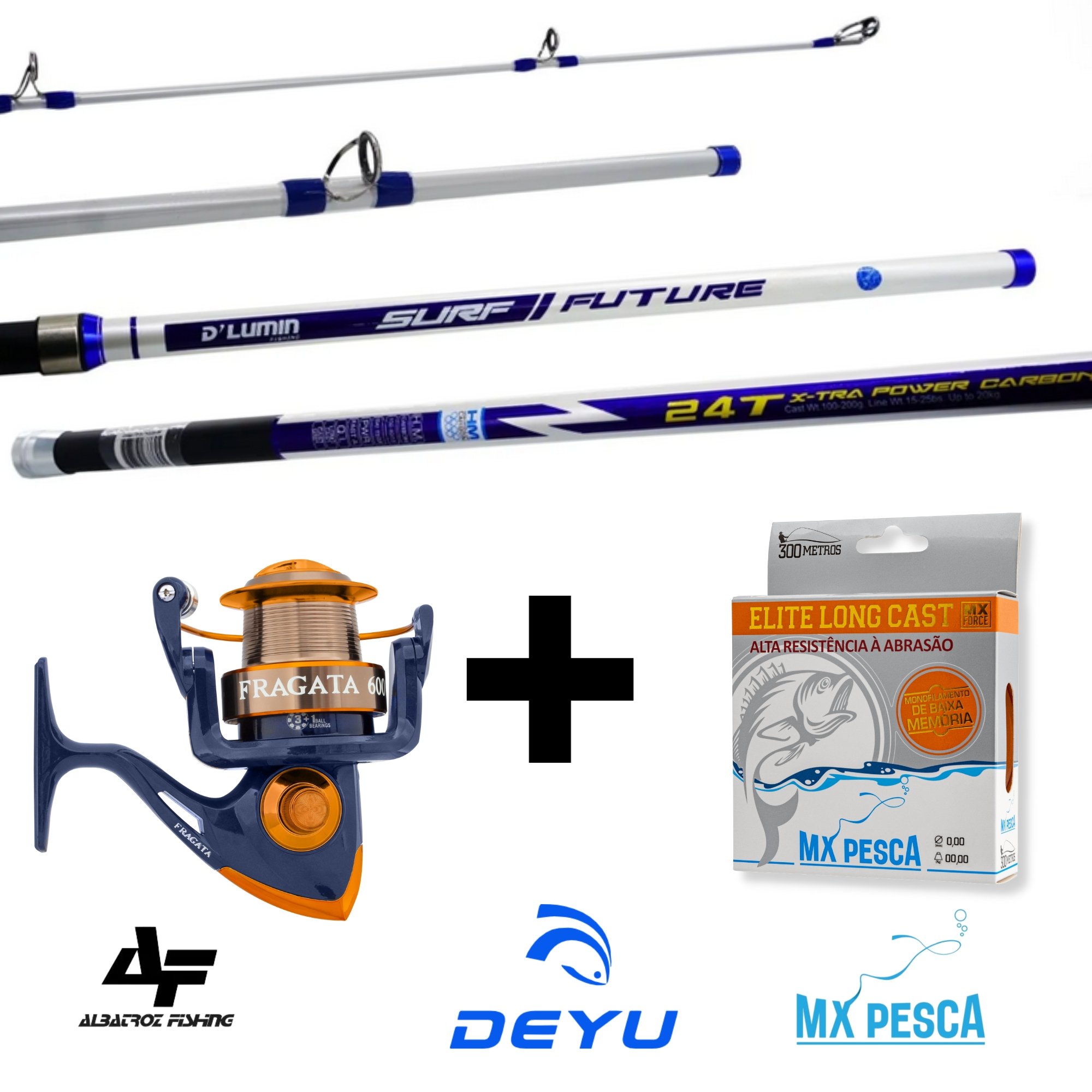 Kit Vara Future Surf 3,90m + Molinte Fragata 6000 + Linha Mx Elite Long ...