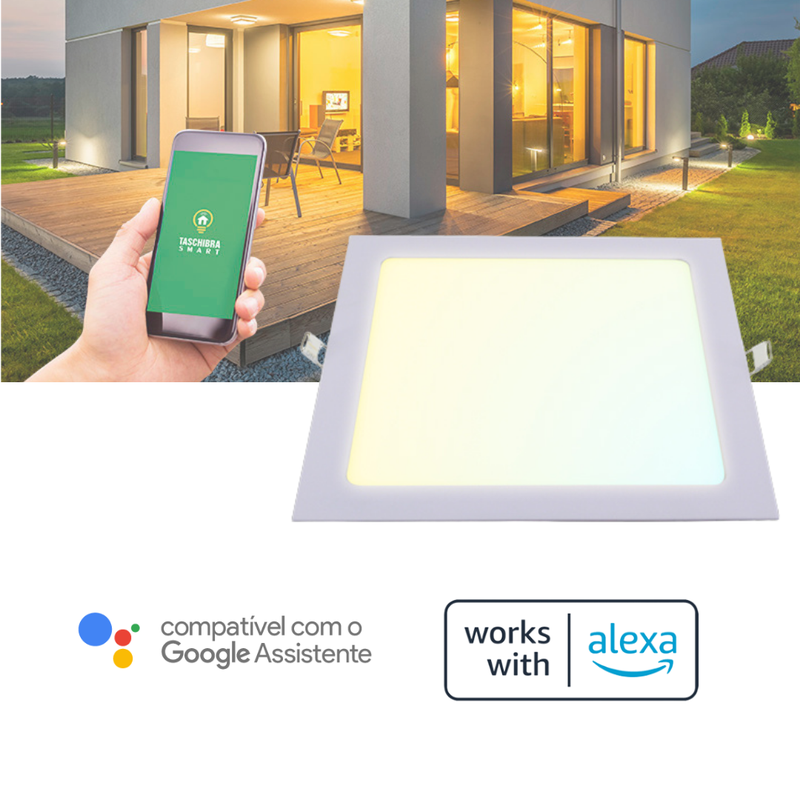 Painel Smart LED WiFi Quadrado Embutir Taschibra