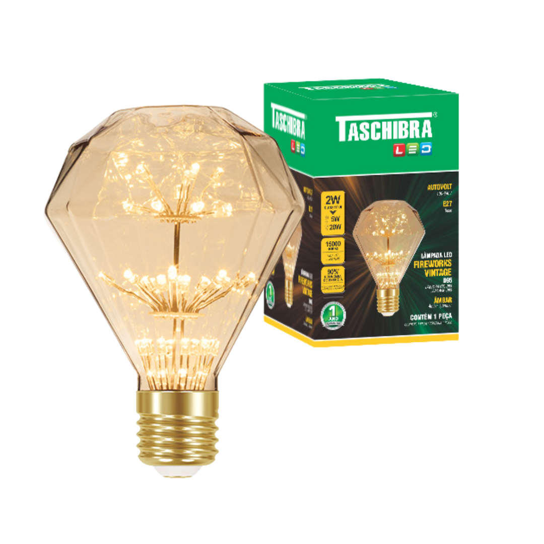 Lâmpada LED Fireworks Vintage D95 2W - Taschibra