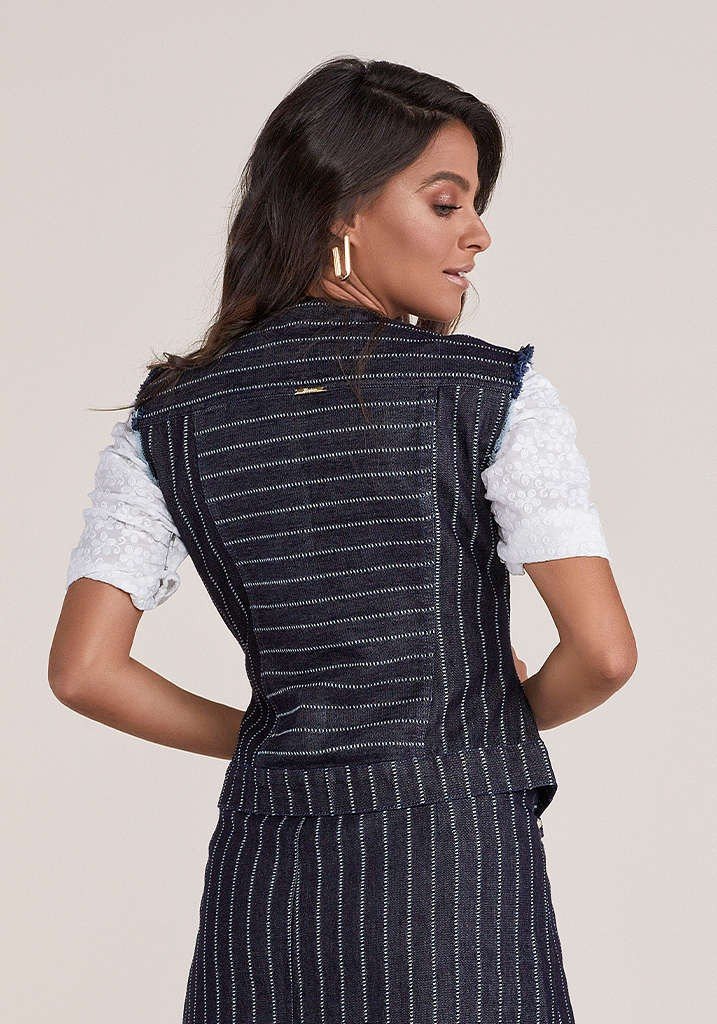 Colete Jeans Azul Escuro Listrado Titanium