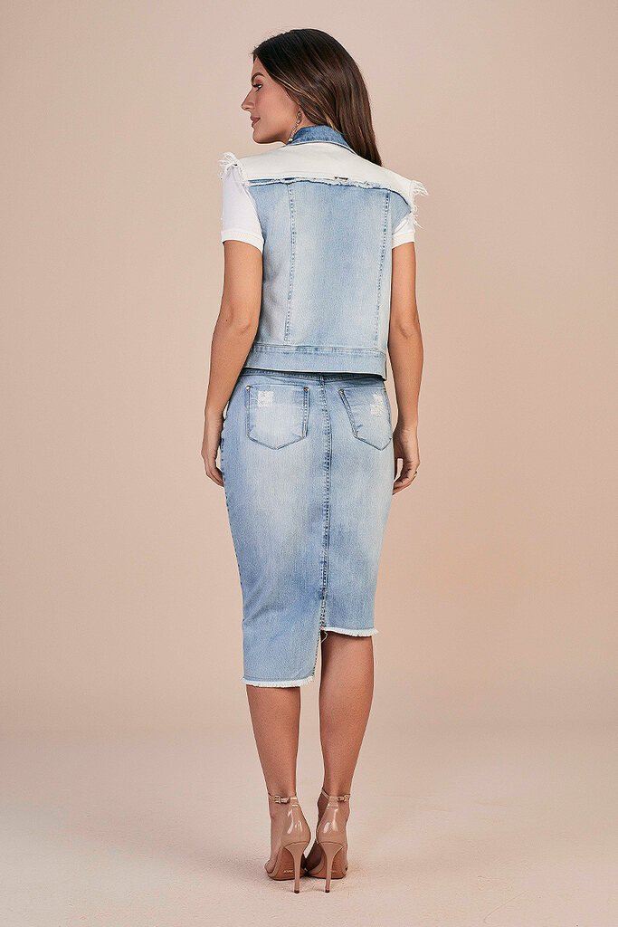 Colete Jeans Zíper Inteiriço Frontal Titanium Jeans